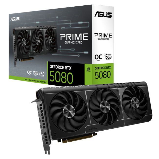90YV0LX0-M0NA00 Видеокарта ASUS RTX5080 PRIME OC 16GB GDDR7 256bit 3xDP HDMI 3FAN RTL [PRIME-RTX5080-O16G]