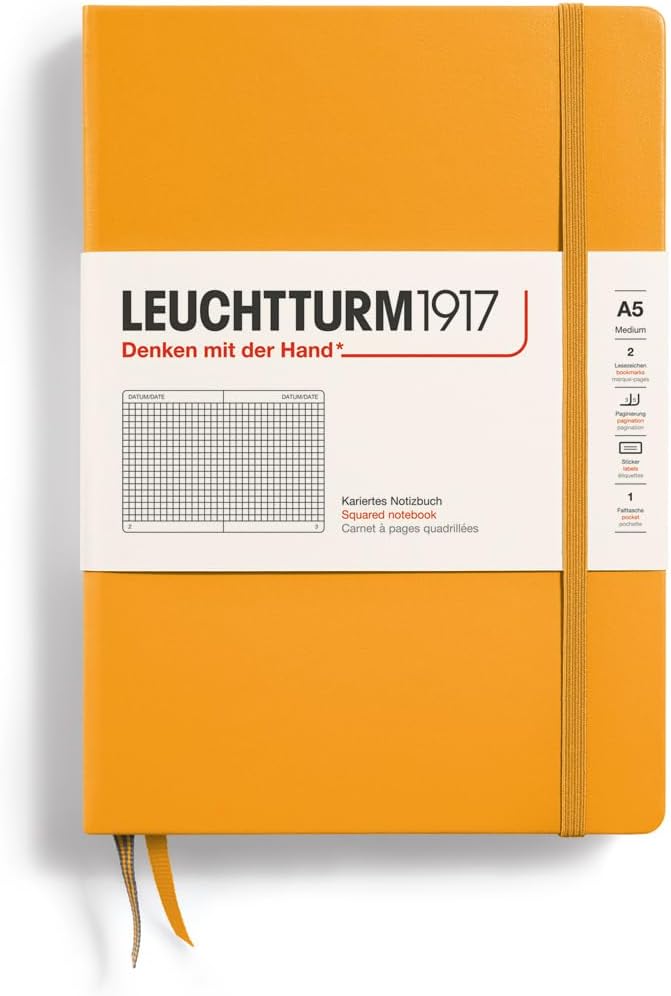 Блокнот Leuchtturm1917, средний, в клеточку, цвет Rising Sun