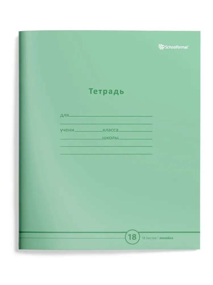 Тетрадь Скрепки 18 л 12 шт в линейку Schoolformat A5, Пастельно-Зеленая, ВД-лак