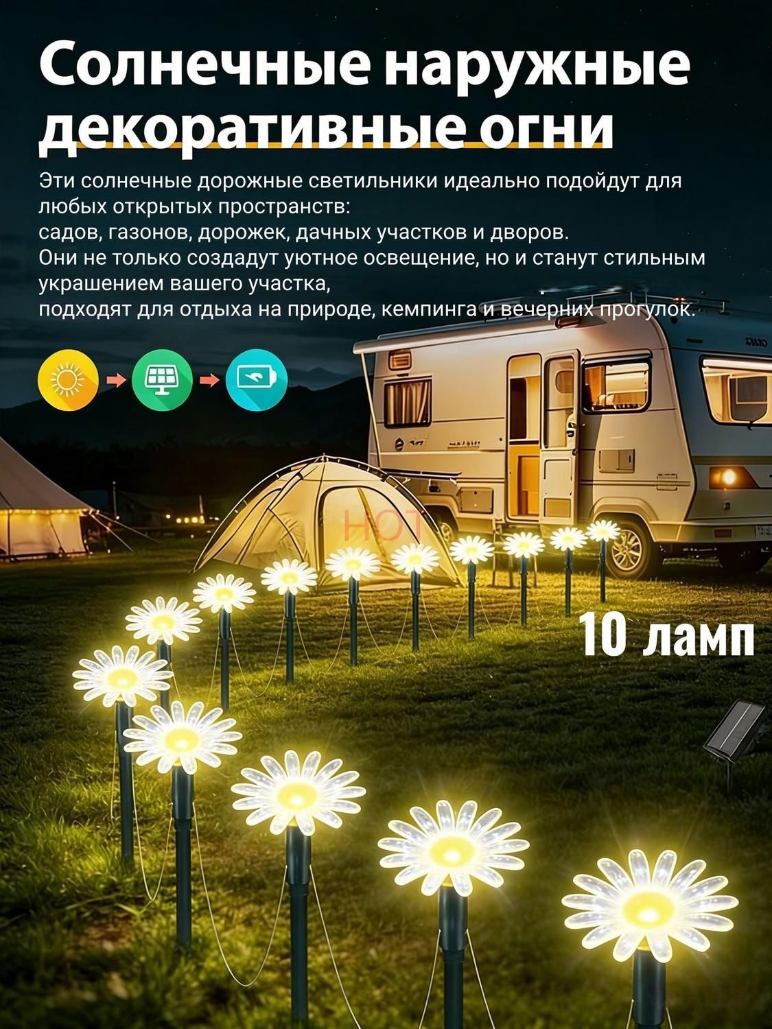 Уличный светильник, Без цоколя, количество ламп:10шт