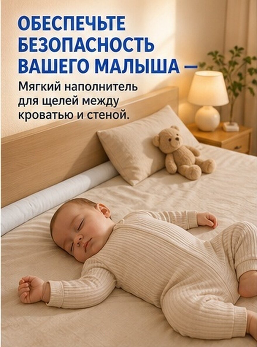Заполнитель щелей для кровати, комбинируемый по размеру, 150.00x5.00x5.00 см, защищает ребенка от травм