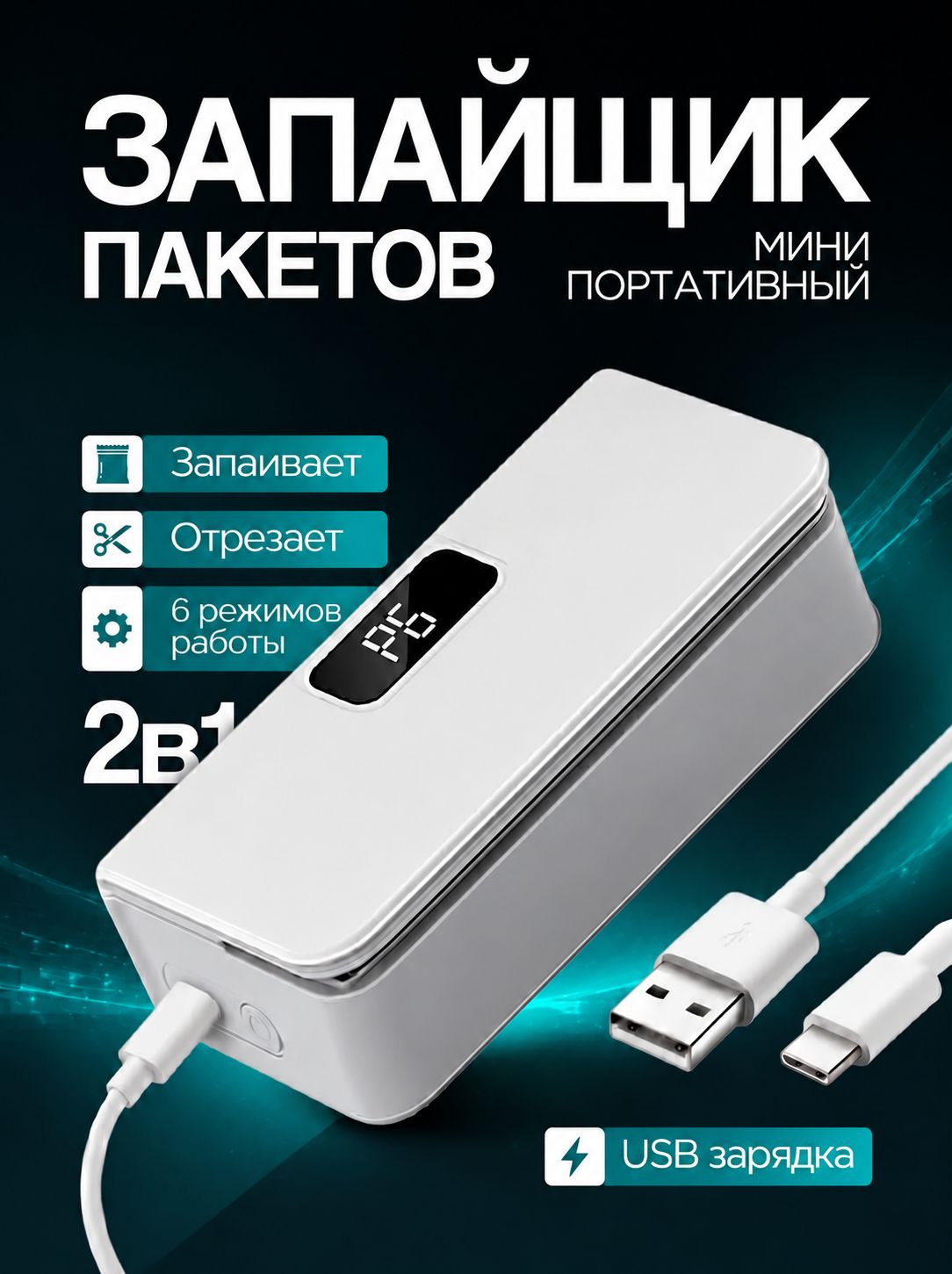 Запайщик пакетов ручной портативный для продуктов, мини запайщик пакетов ручной