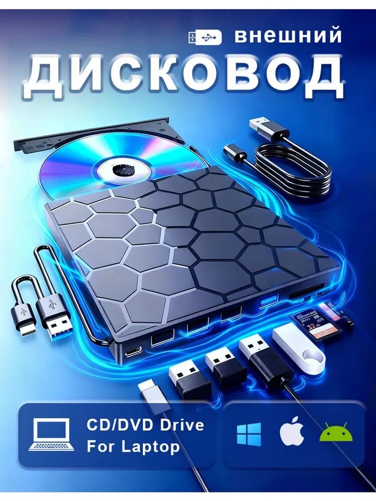 Внешний дисковод CD DVD RW 8 в 1 оптический привод