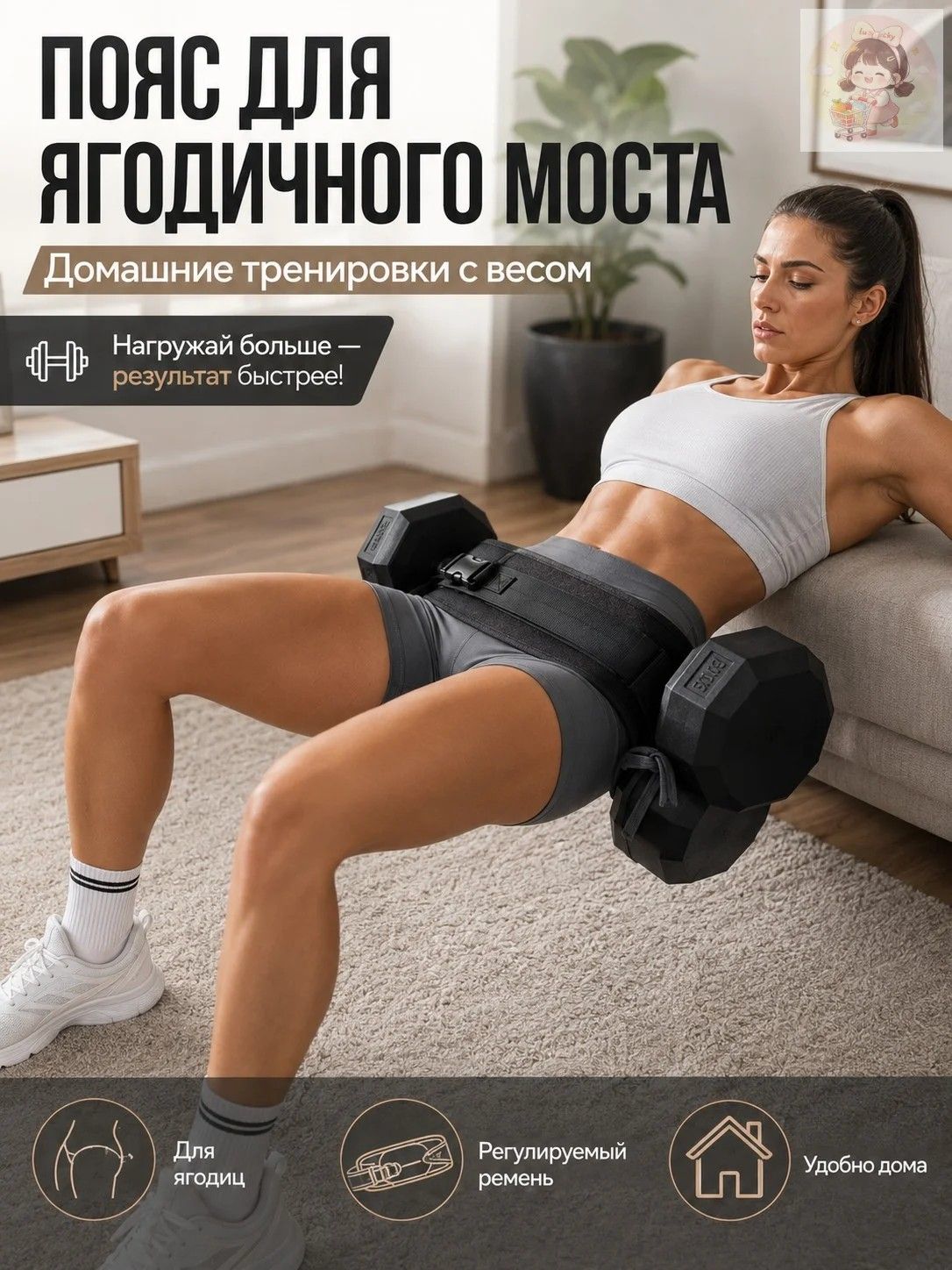 Пояс для отягощений с держателями гантелей, размер 65x13 см, модель z-p8640045117, Материал EVA и текстиль
