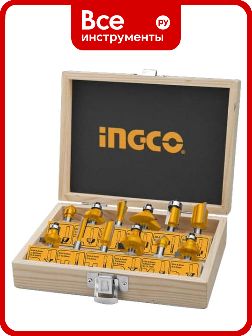 Набор фрез (12 шт; хв-к 6 мм) INGCO AKRT1201