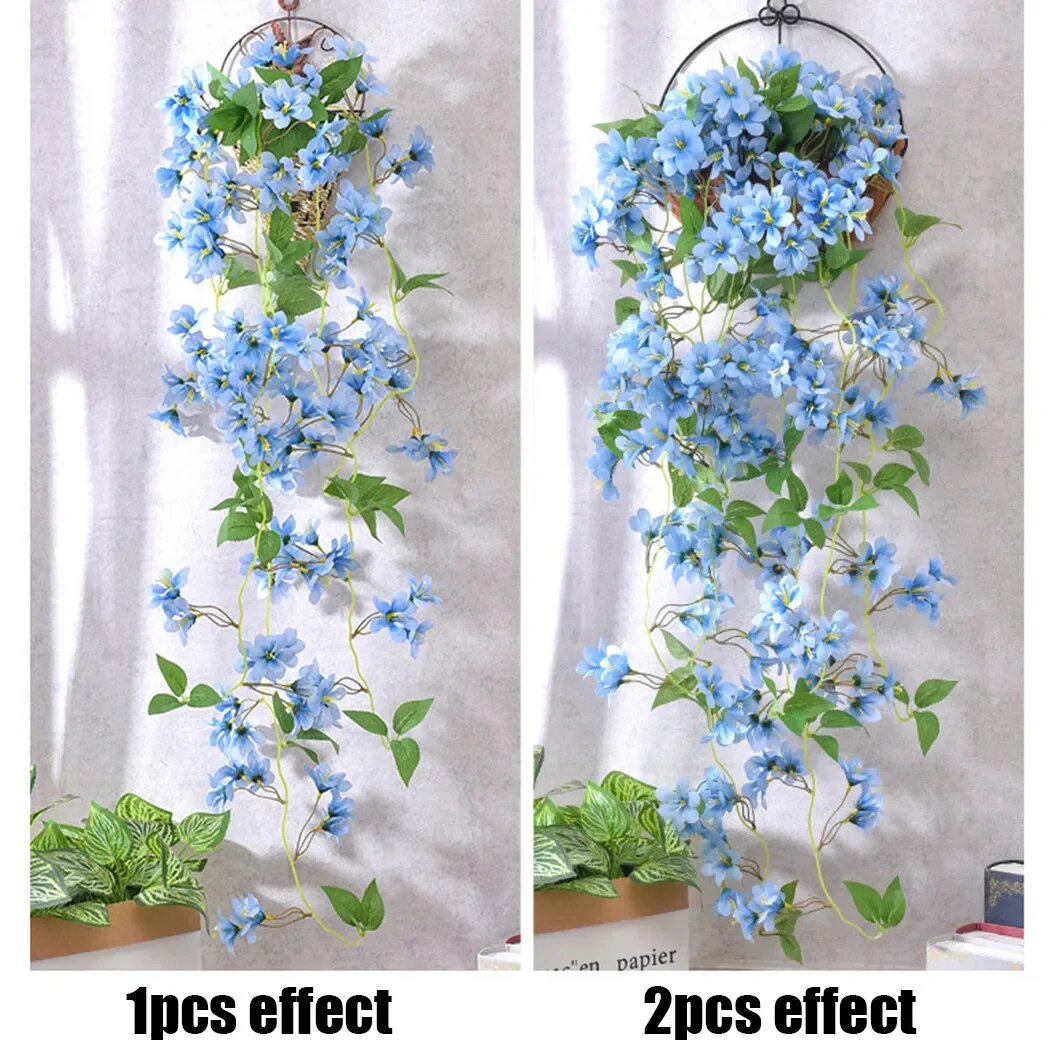 Искусственные цветы голубые, лоза Winter Jasmine Blue