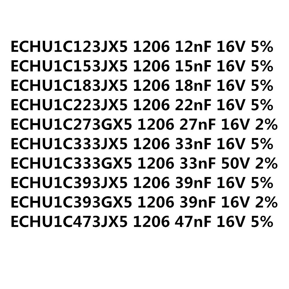 Конденсаторы Chip Stacked ECHU1C 1206 12-47nF 16/50V 2%/5% CBB DL1206 27nF 16V (2), 50 piece-