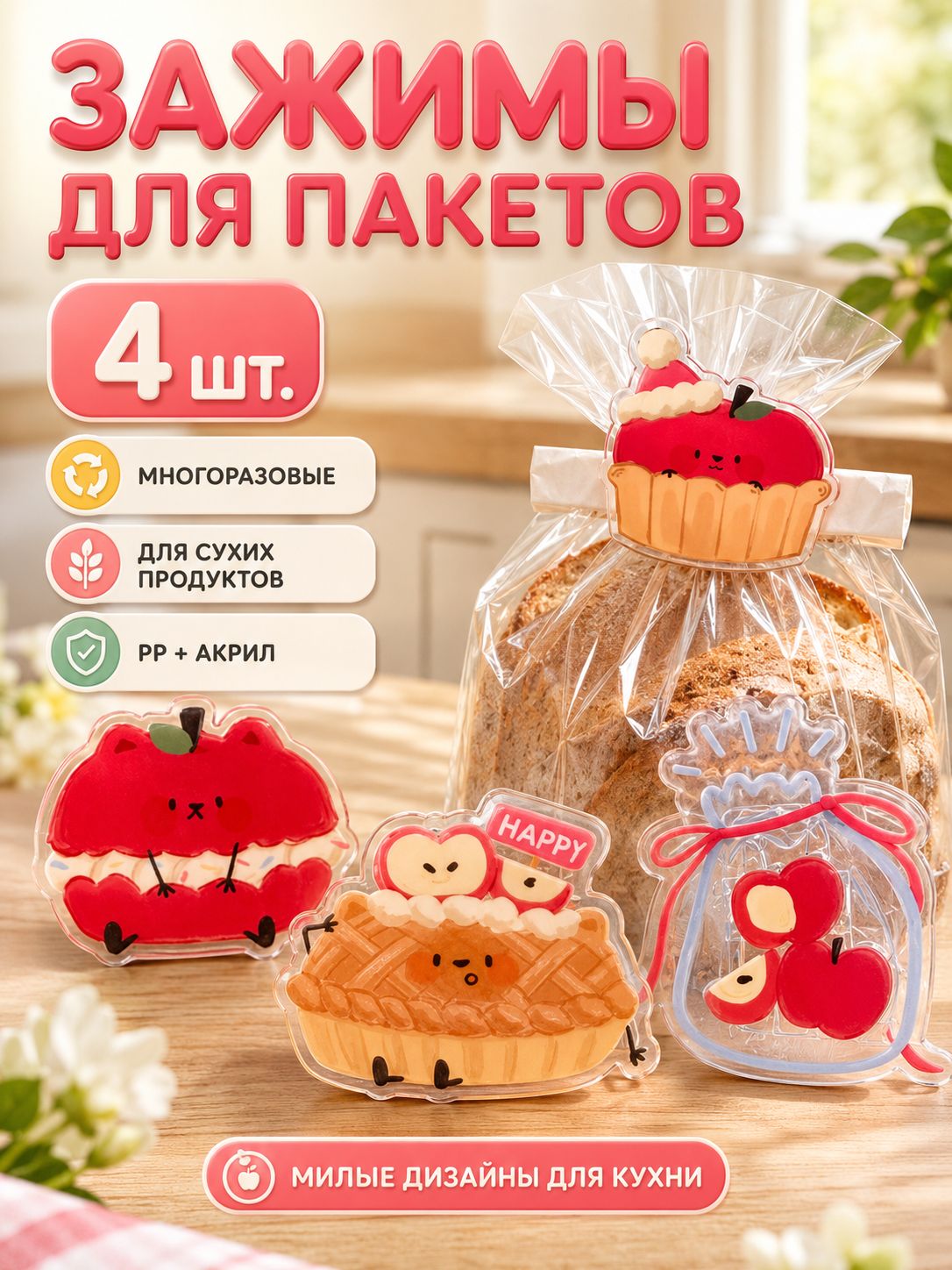 DAELIA Зажим кухонный, 4 шт