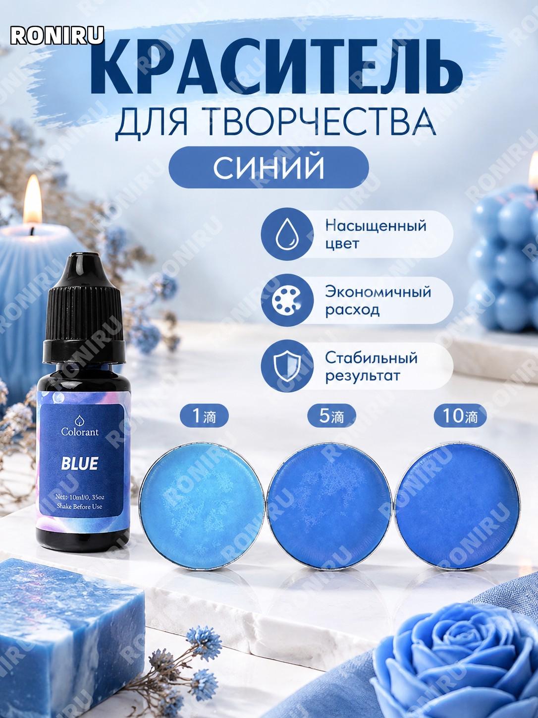 Краситель для свечей и мыла флуоресцентный синий 10 мл, цветной пигмент для DIY ручного творчества своими руками