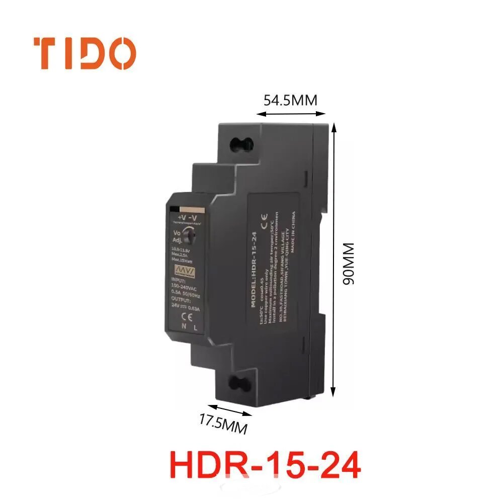 HDR-15-24, Блок питания на DIN-рейку,24В -1 шт