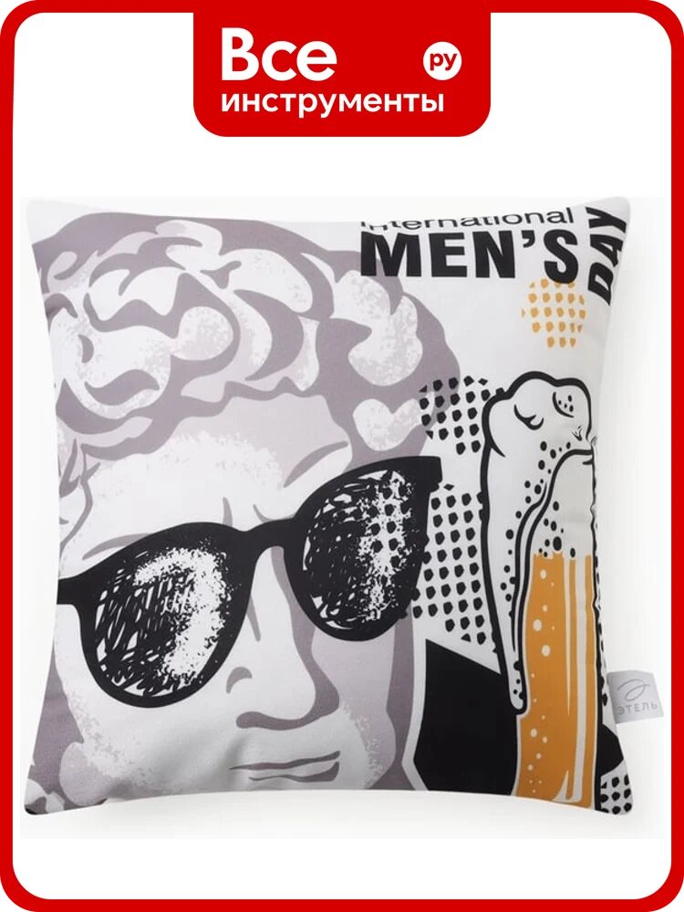 Подушка декоративная Этель "Men's day" 40x40 см, велюр, 100% п/э 10805386