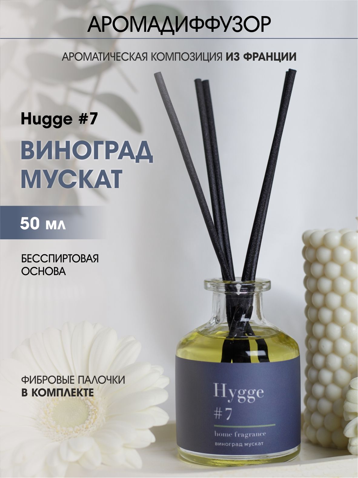 Аромадиффузор Arida Home, 50 мл, Hygge 7 Виноград мускат