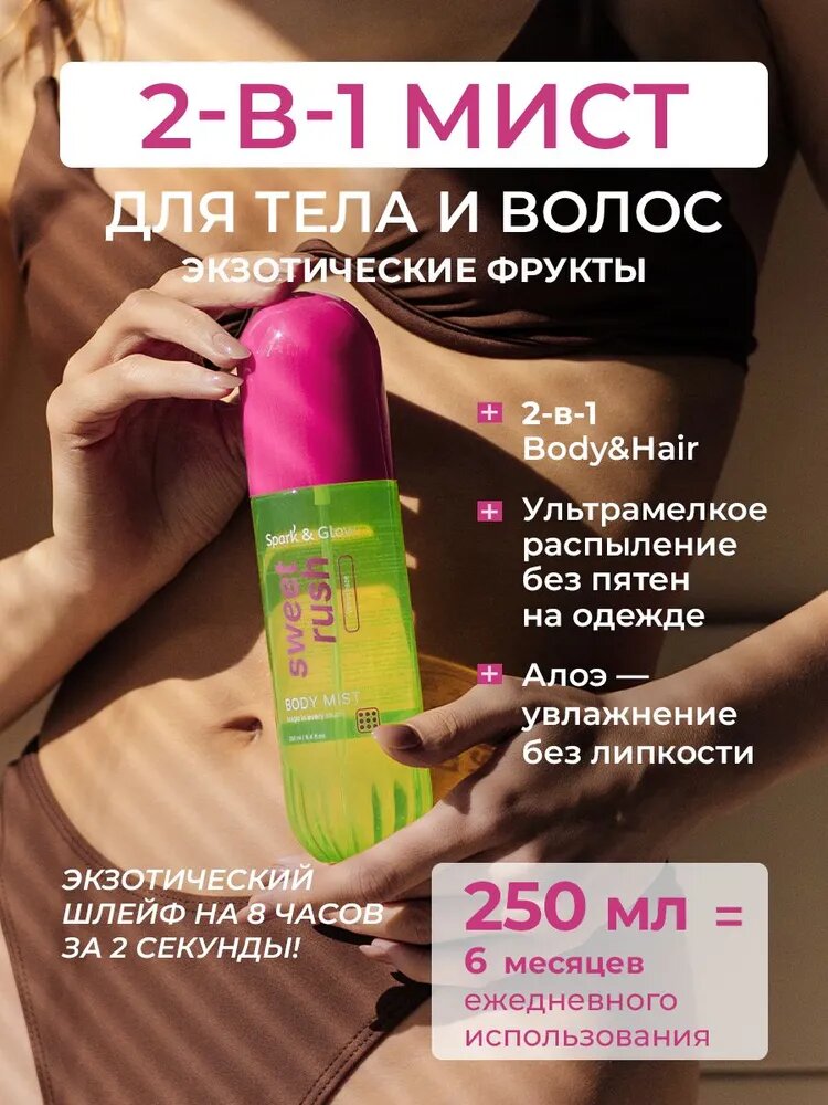 Spark' & Glow Мист для тела и волос с экзотическим ароматом Body&hair mist with exotic aroma 250 мл.