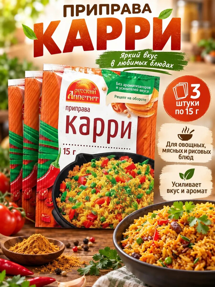 Приправы 3 штуки по 15 грамм карри