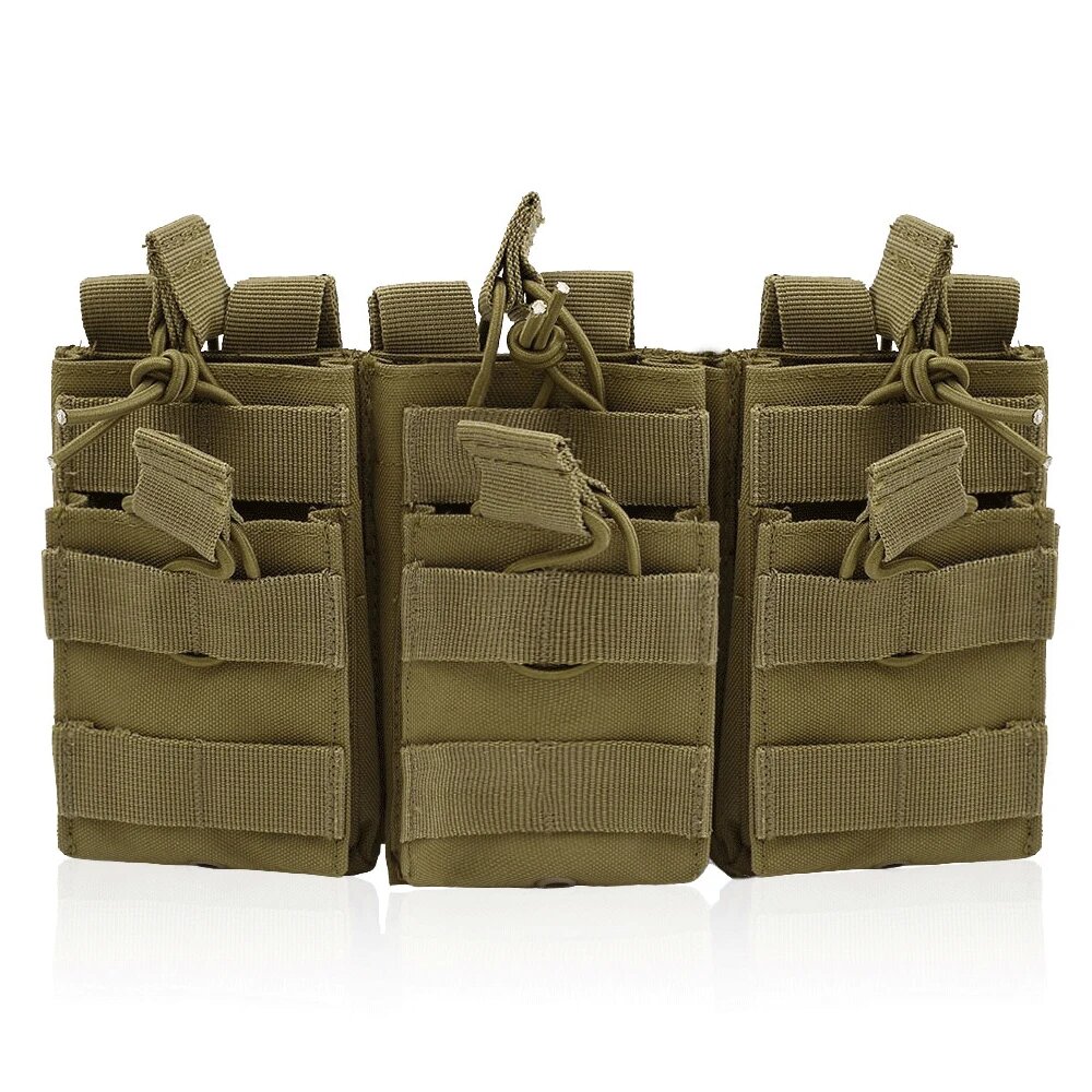 Нейлоновый подсумок MOLLE для трех магазинов M4/M14/M16/AK/AR Бежевый, Коричневый, Tan