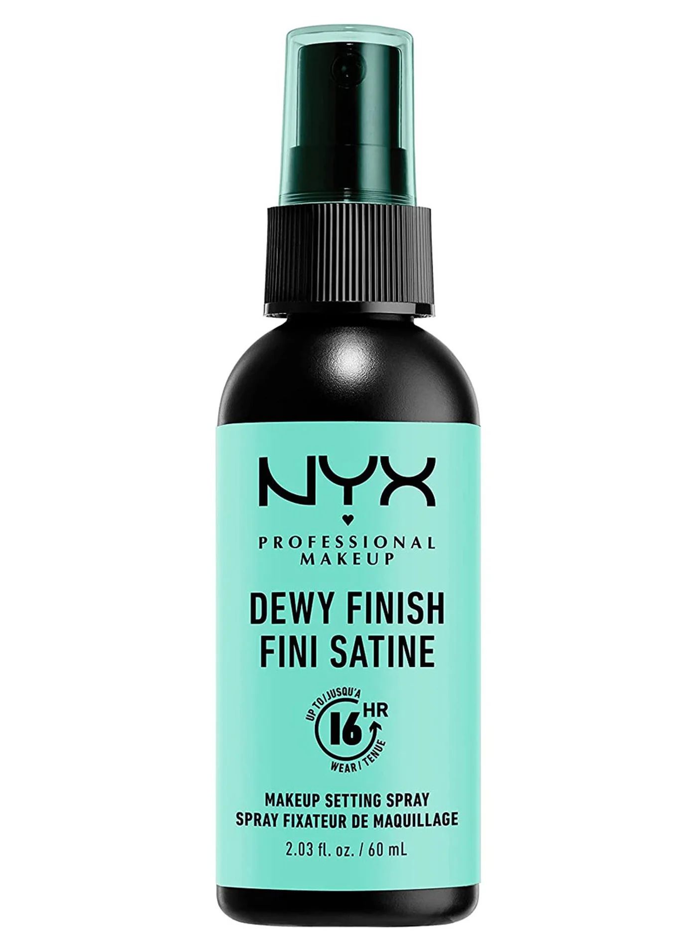 Фиксирующий спрей для макияжа NYX Dewy Finish сияющий финиш держит макияж до 16 часов увлажняющий эффект объем 60 мл