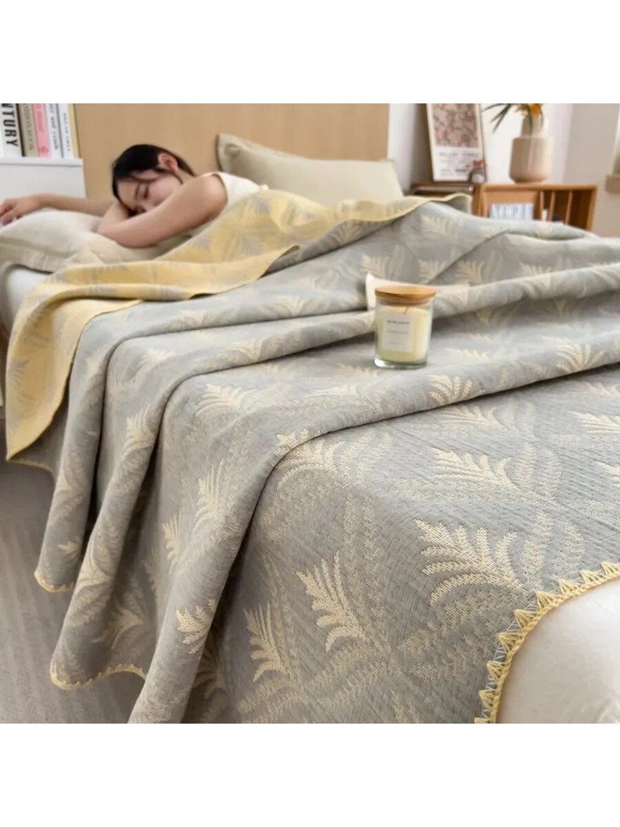 IKEA Плед жаккардовый хлопок 100% Трёхслойное марлевое Плед-покрывало , Пестроткань, Хлопок, 150 см х 200 см