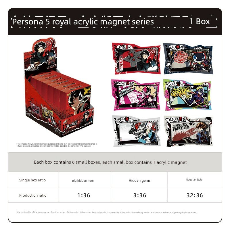 Официальные игрушечные магниты серии Persona 5 Royal из акрила для холодильника, стандартная упаковка 1 комплект