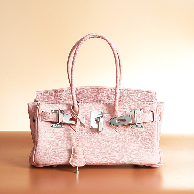 Сумка Birkin из натуральной кожи, женская сумка премиум-класса из коровьей кожи, европейская и американская легкая роскошная сумка для повседневного использования, доступен заказ с индивидуальным логотипом в небольших партиях.