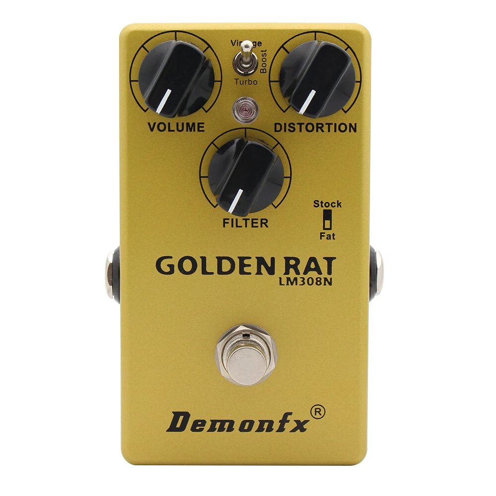 Педаль эффектов для гитары Demonfx Golden Rat Fuzz Distortion Boost Effect на основе Pro Co RAT