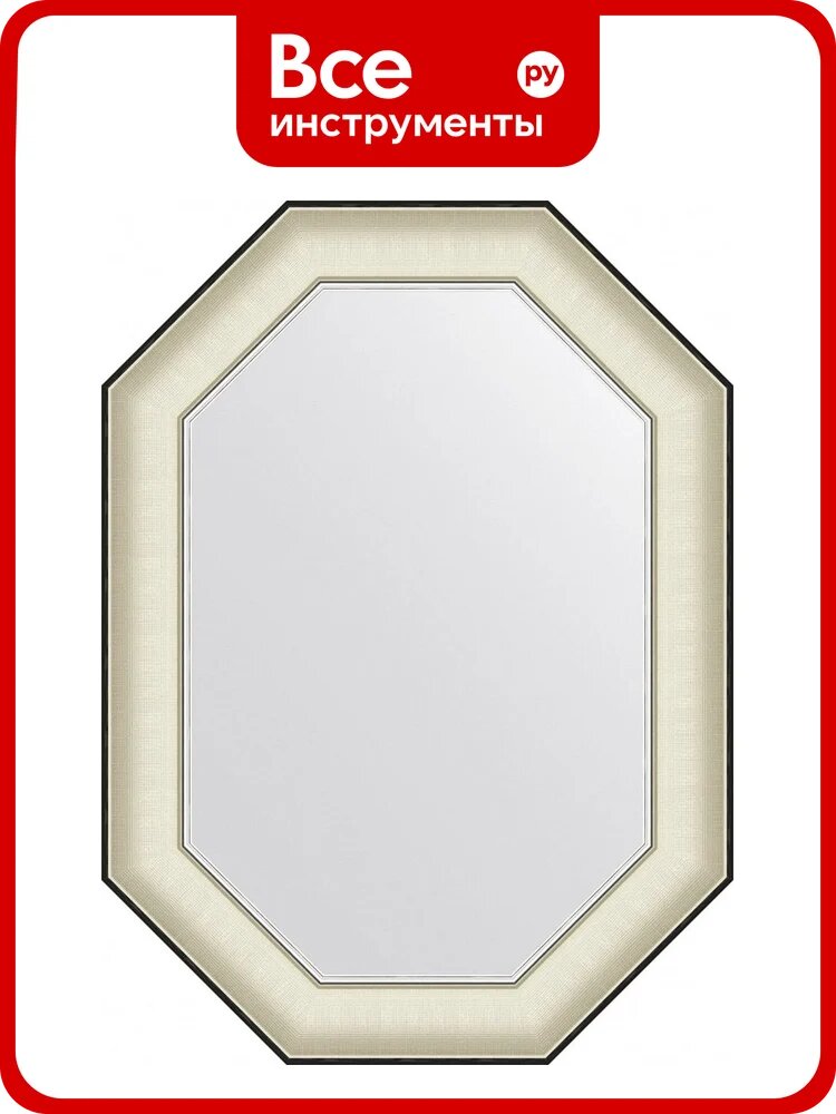 Зеркало EVOFORM в багетной раме - белая кожа с хромом 78 mm (54x74 cm) BY 7442