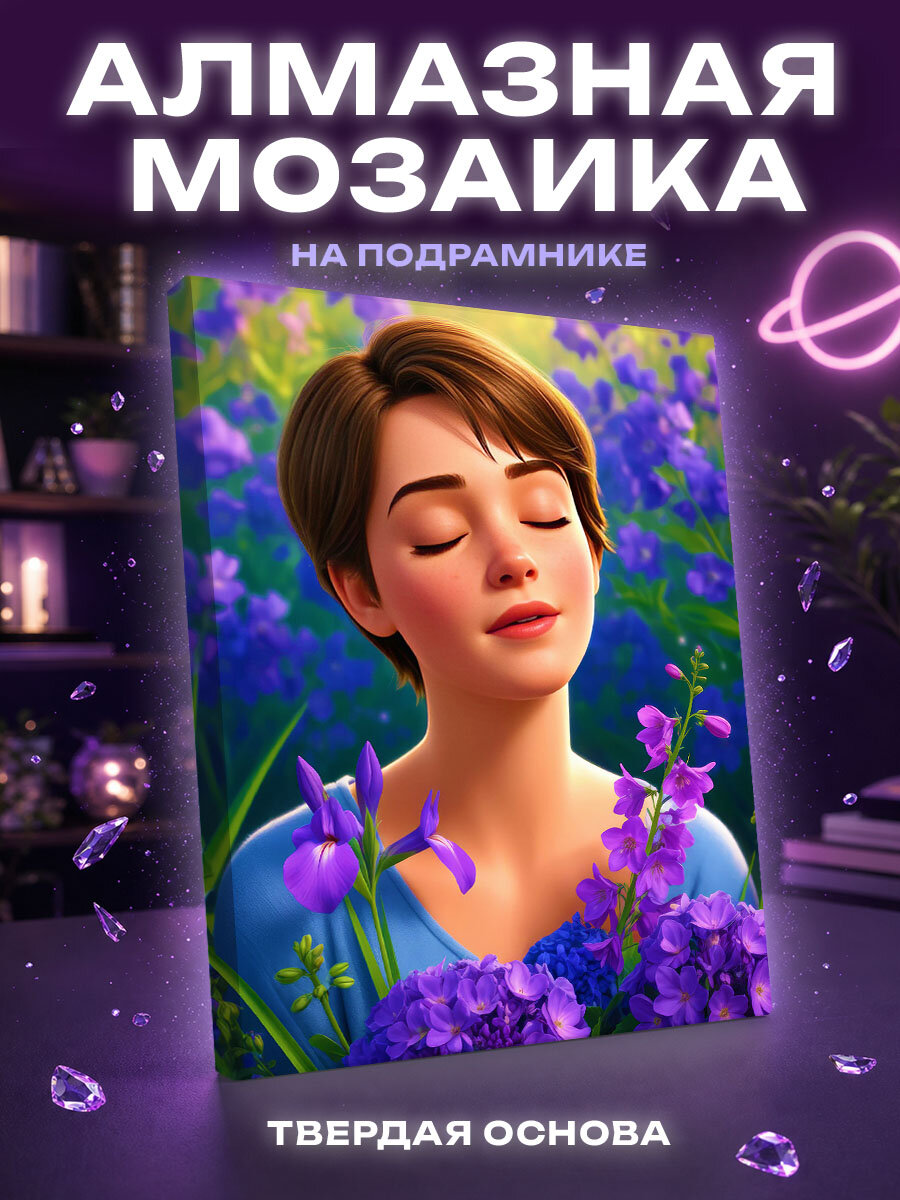 Алмазная мозаика Девушка и цветы
