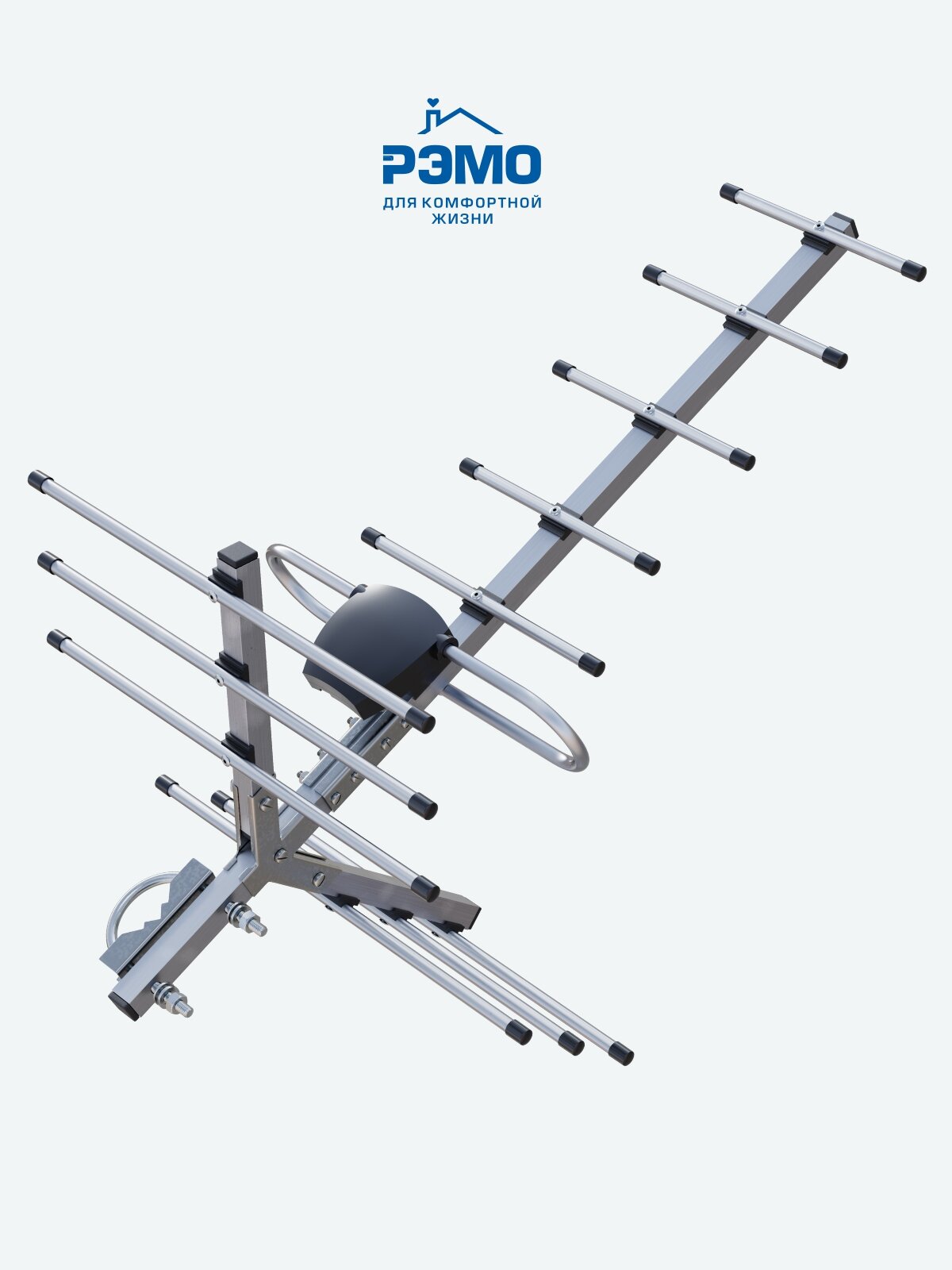 Антенна ТВ уличная РЭМО Свияга (BAS-1147-P), пассивная для цифрового ТВ DVB-T2, для дачи, до 80 км, алюминий