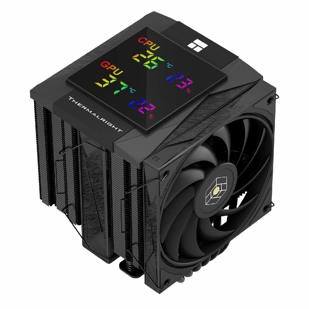 Кулер для процессора Thermalright Royal Knight 120 Digital Black LGA115X/1200/1700/1851/2011/2066/ AM4/AM5 (2x120mm PWM Fan, медное основание, 6 тепл. трубок 6мм