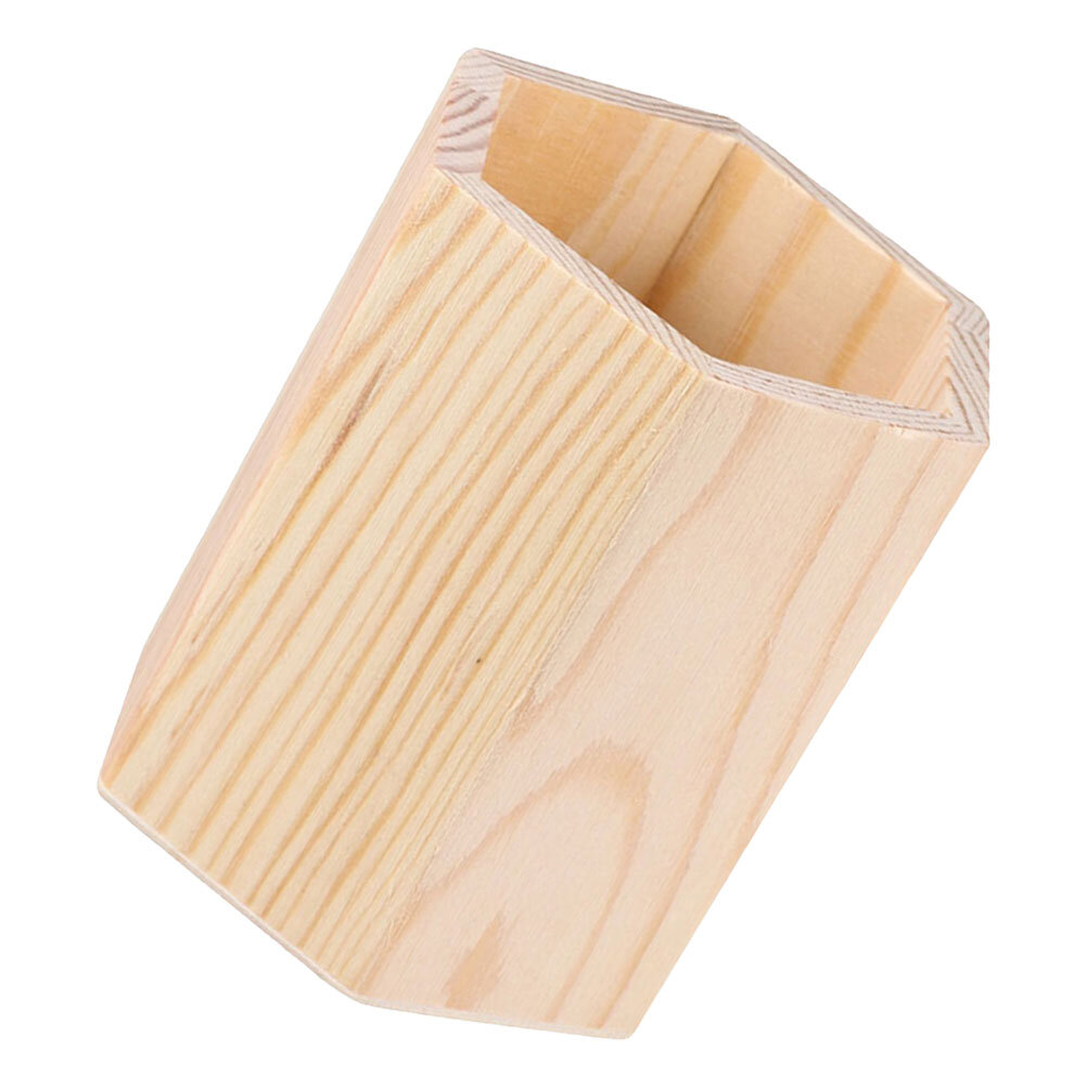 Незакрашенный деревянный пенал цвета хаки для организации рабочего стола