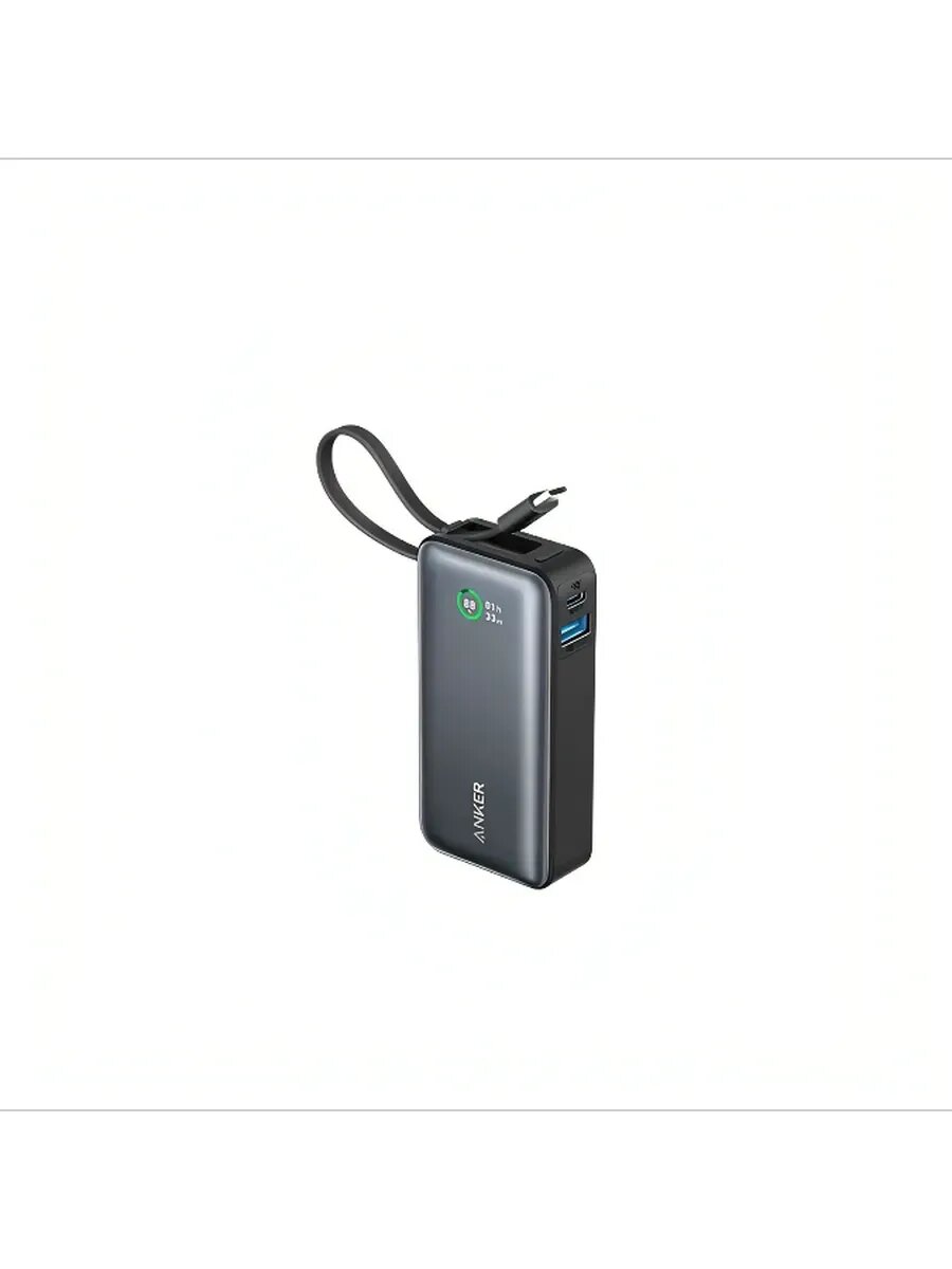 Внешний аккумулятор с кабелем Nano 10000mAh 30W - Black