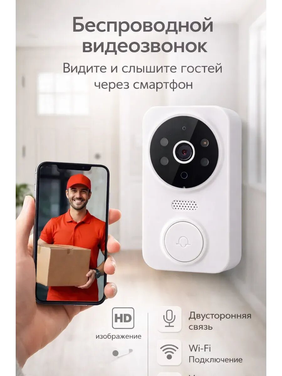Беспроводной умный видеозвонок ночное видение HD WI-FI