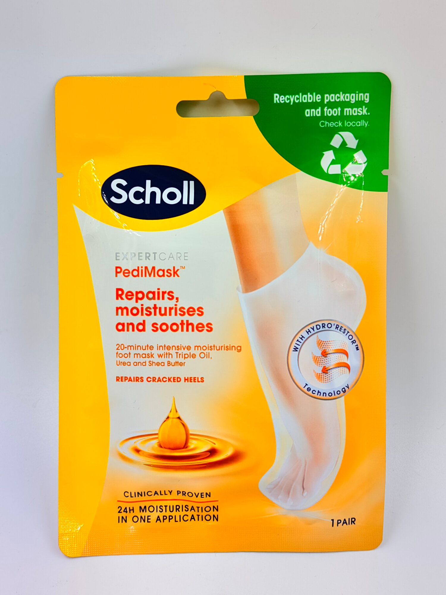 Scholl Маска для ног 20-минутная с маслами жожоба, авокадо и арганы, 1 пара (из Финляндии)