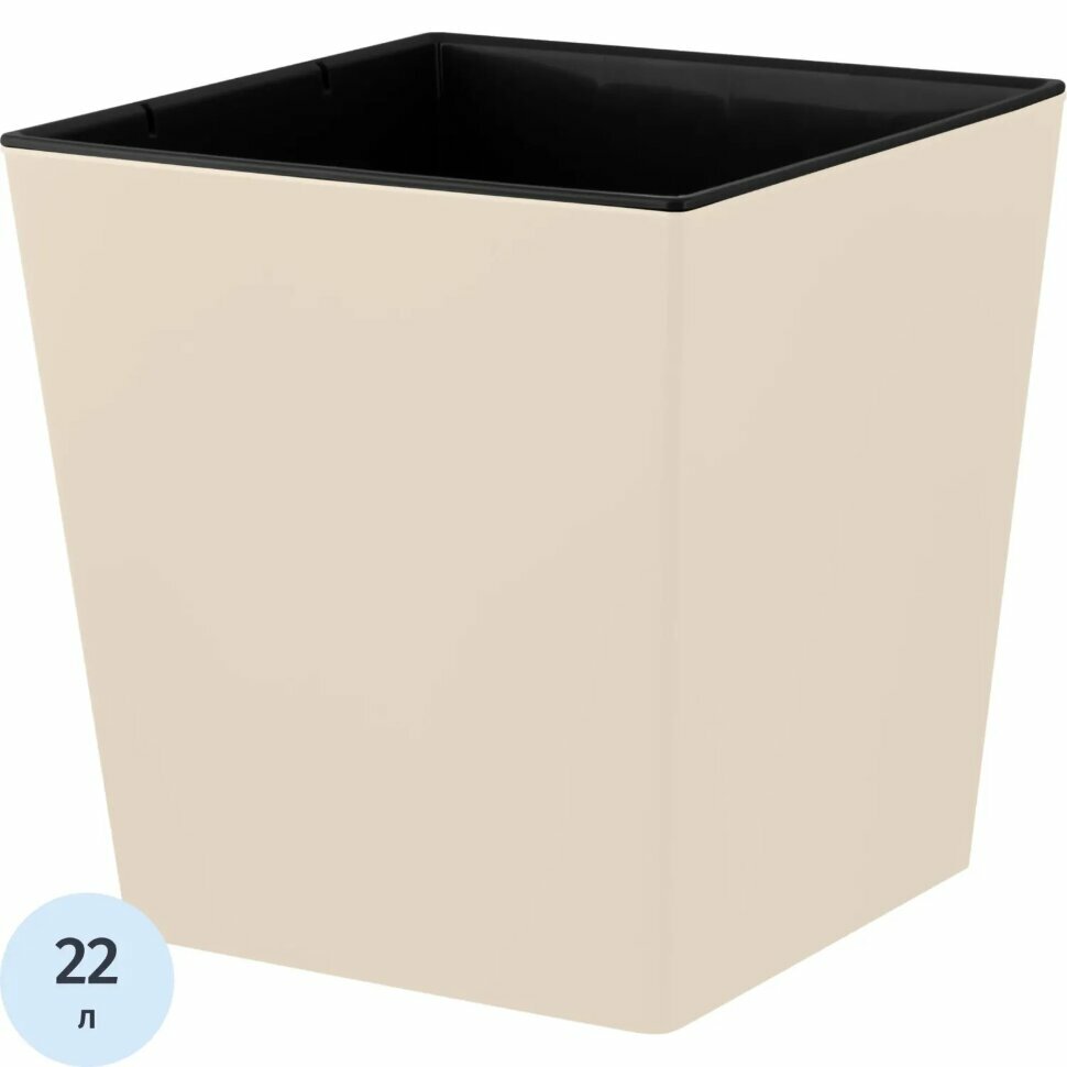 Горшок д/цветов InGreen London CUBE 22л, дренаж. встав. миндаль IG780210006, 2473389