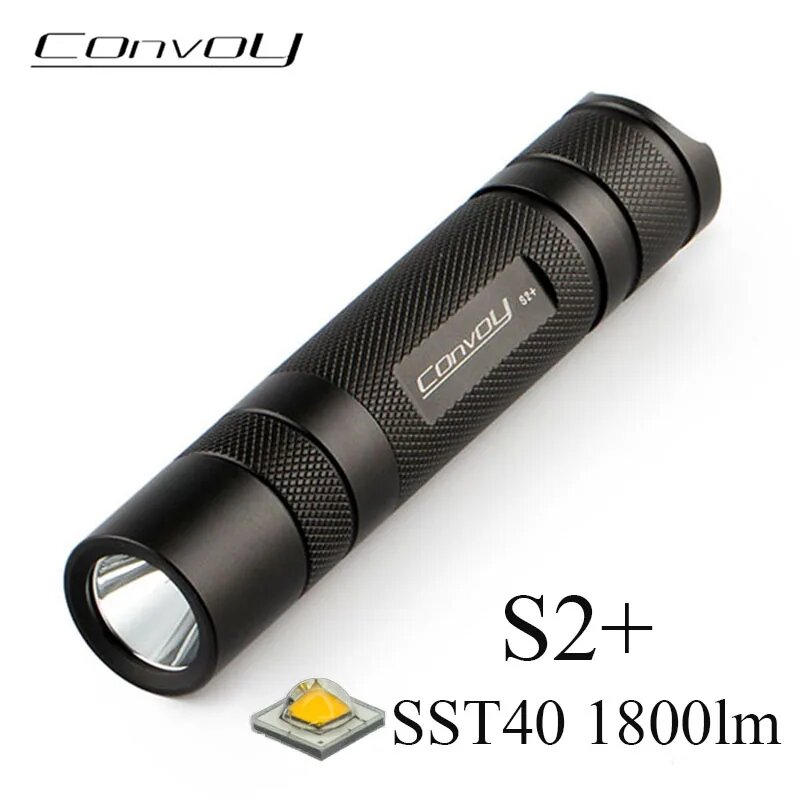 Фонарик Convoy S2 Plus SST40, Black, 6500K, 18650