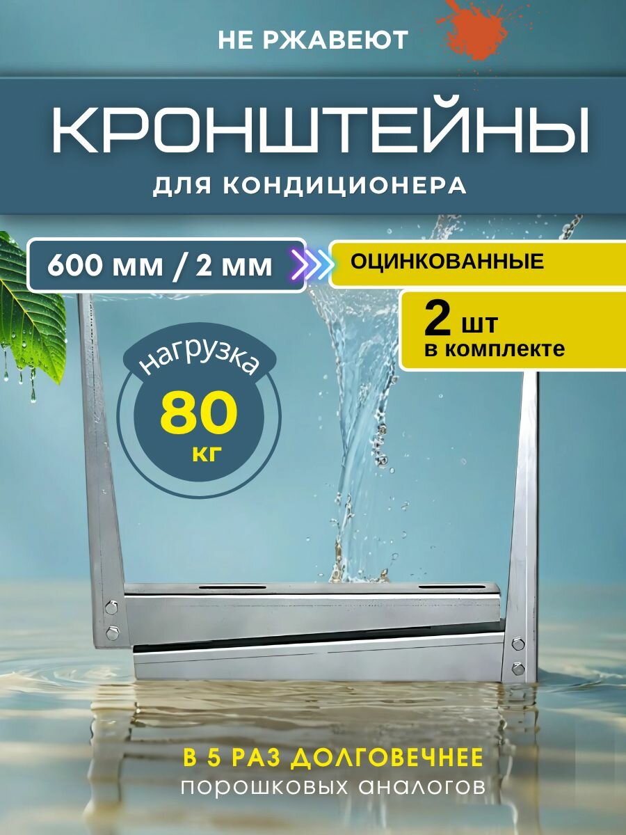 Кронштейн для кондиционера оцинкованный 600х380х2 мм