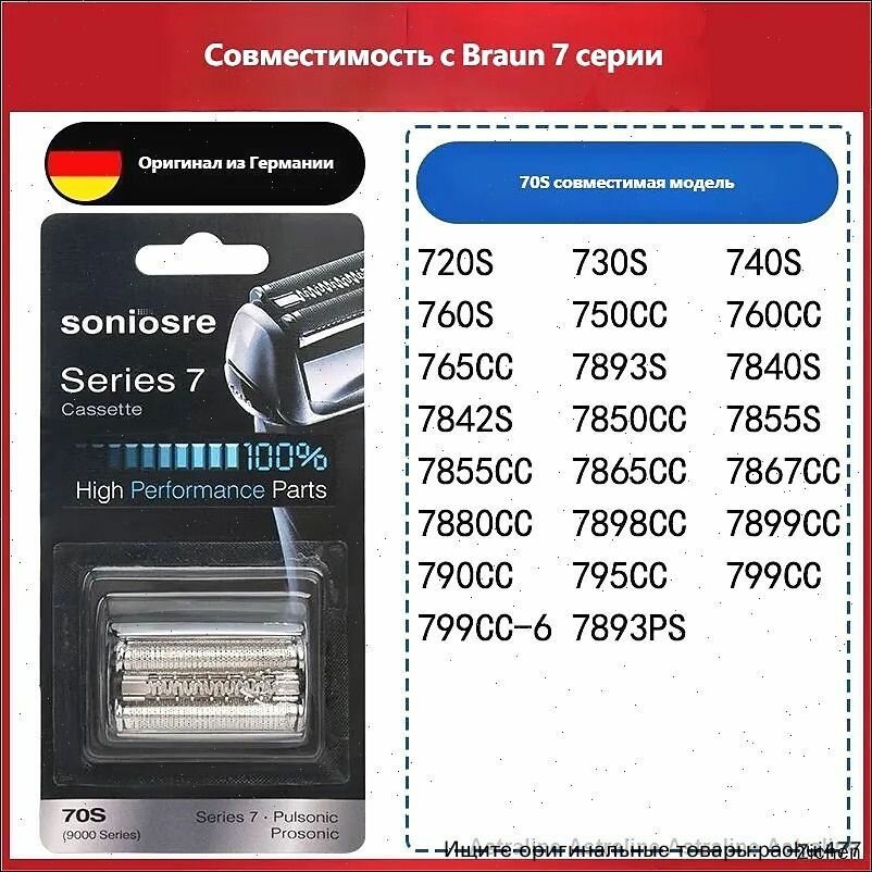 Сетки и режущие блоки 70S для электробритв Braun серии 7