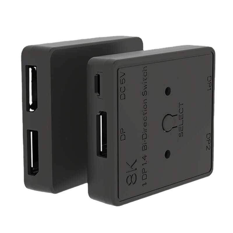 1.4 Двухнаправленный переключатель Splitter 1x2 или 2x1 DP KVM 8K при 30 Гц 4K при 120 Гц для переключения дисплеев с несколькими источниками