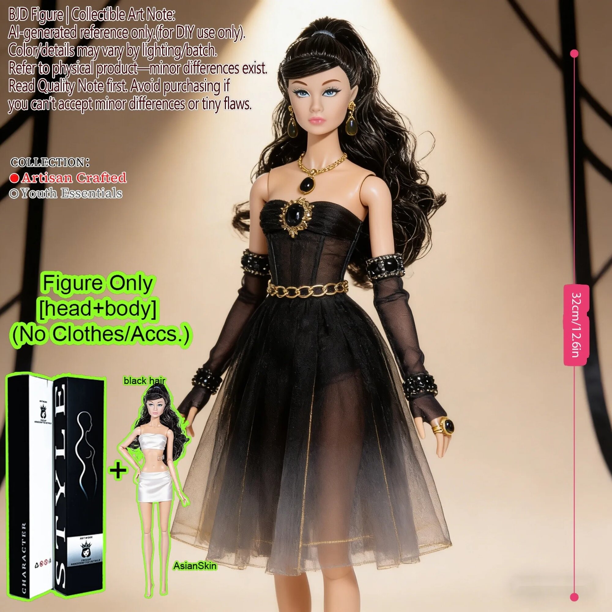 Кукла BJD 1/6, 12.6 дюйма, черный, TypeF