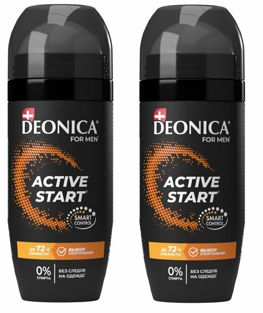 Дезодорант Deonica For Men для тела Антиперспирант ролик Active Start , 50мл 2шт