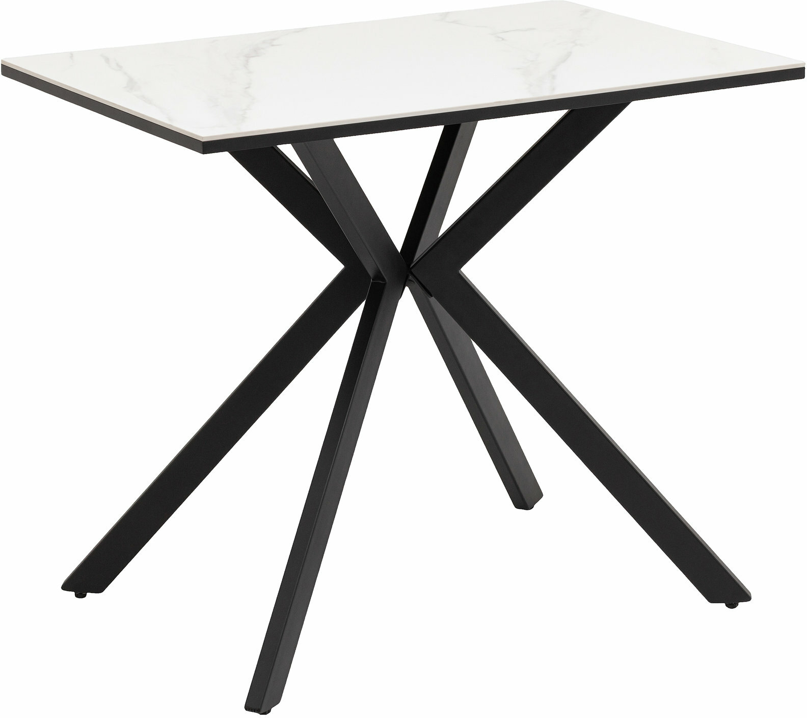 Стол обеденный STOOL GROUP Мармер мини нераскладной 90х60х75 столешница МДФ/керамика Snow white, подстолье металл черный