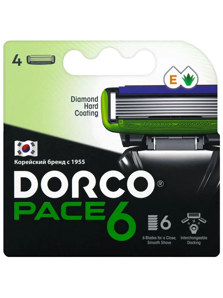 Dorco Pace6 Сменные кассеты (4 шт.), 6 лезвий