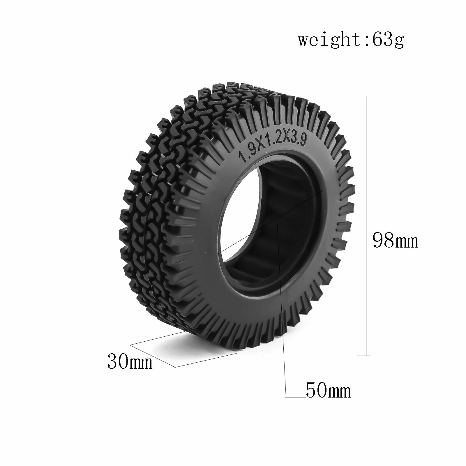 Резиновые шины RS 1.9 дюйма для радиоуправляемых автомобилей 1/10 4pcs 00G