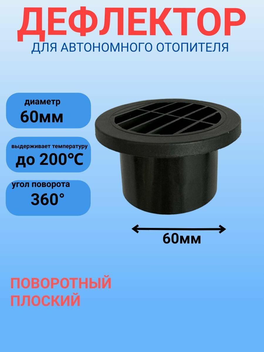 Дефлектор 60 мм поворотный плоский для автономного отопителя — направляет поток нагретого воздуха в кабину для авто