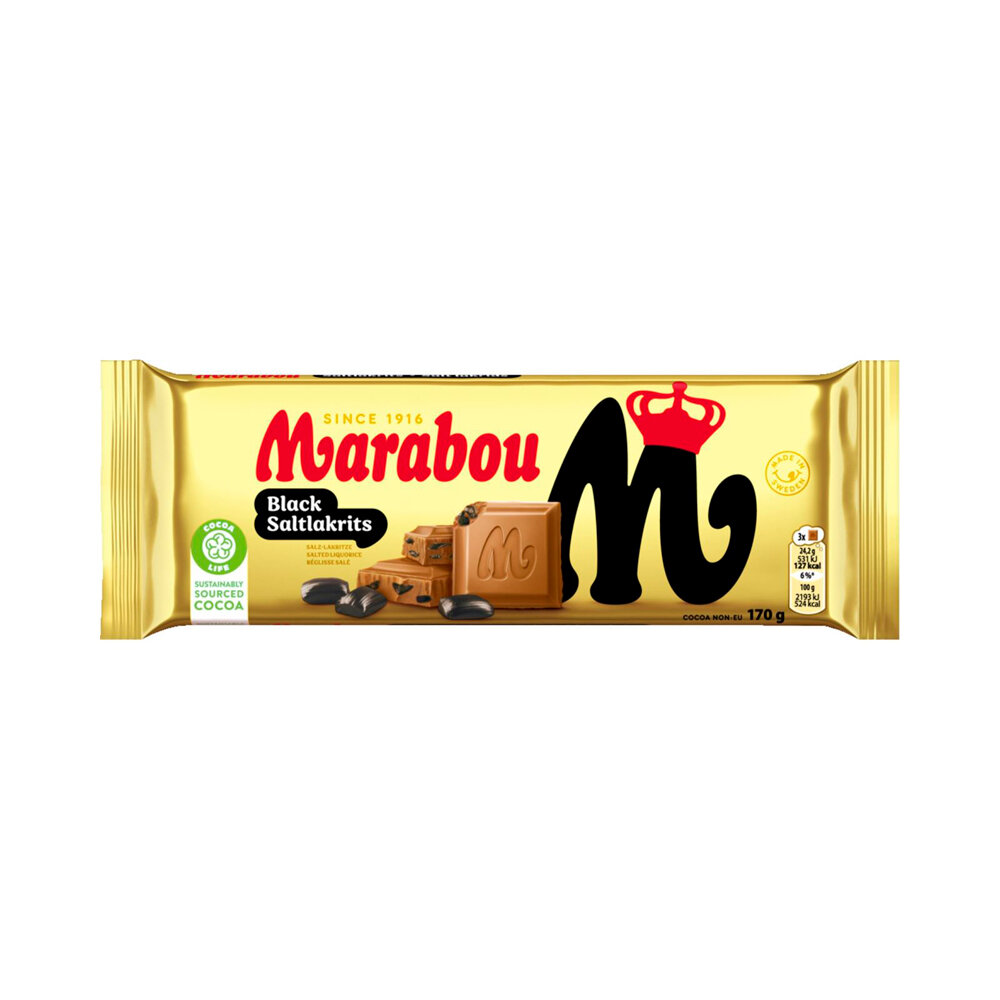 Шоколад марабу лакрица Marabou Black Saltlakrits 170гр