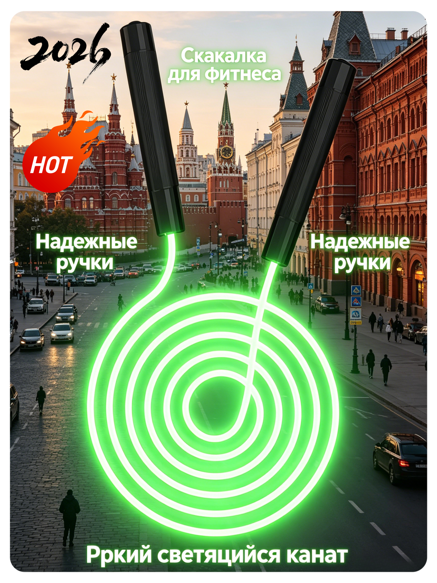 Скакалка скоростная для фитнеса, скакалка гимнастическая 2,8 м с регулировкой длины /черная(Будет светиться)