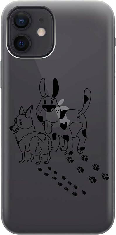 Силиконовый чехол на Apple iPhone 12 / 12 Pro / Эпл Айфон 12 / 12 Про с рисунком "Funny doggies"