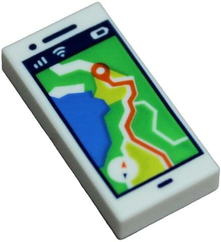 Деталь Lego 3069pb1397 Tile 1 x 2 with Cell Phone / Smartphone with GPS Map on Screen Pattern
