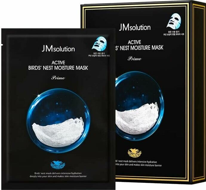 JMsolution Тканевая маска с ласточкиным гнездом 10 шт. Active Birds Nest Moisture Mask Prime 10 10ml