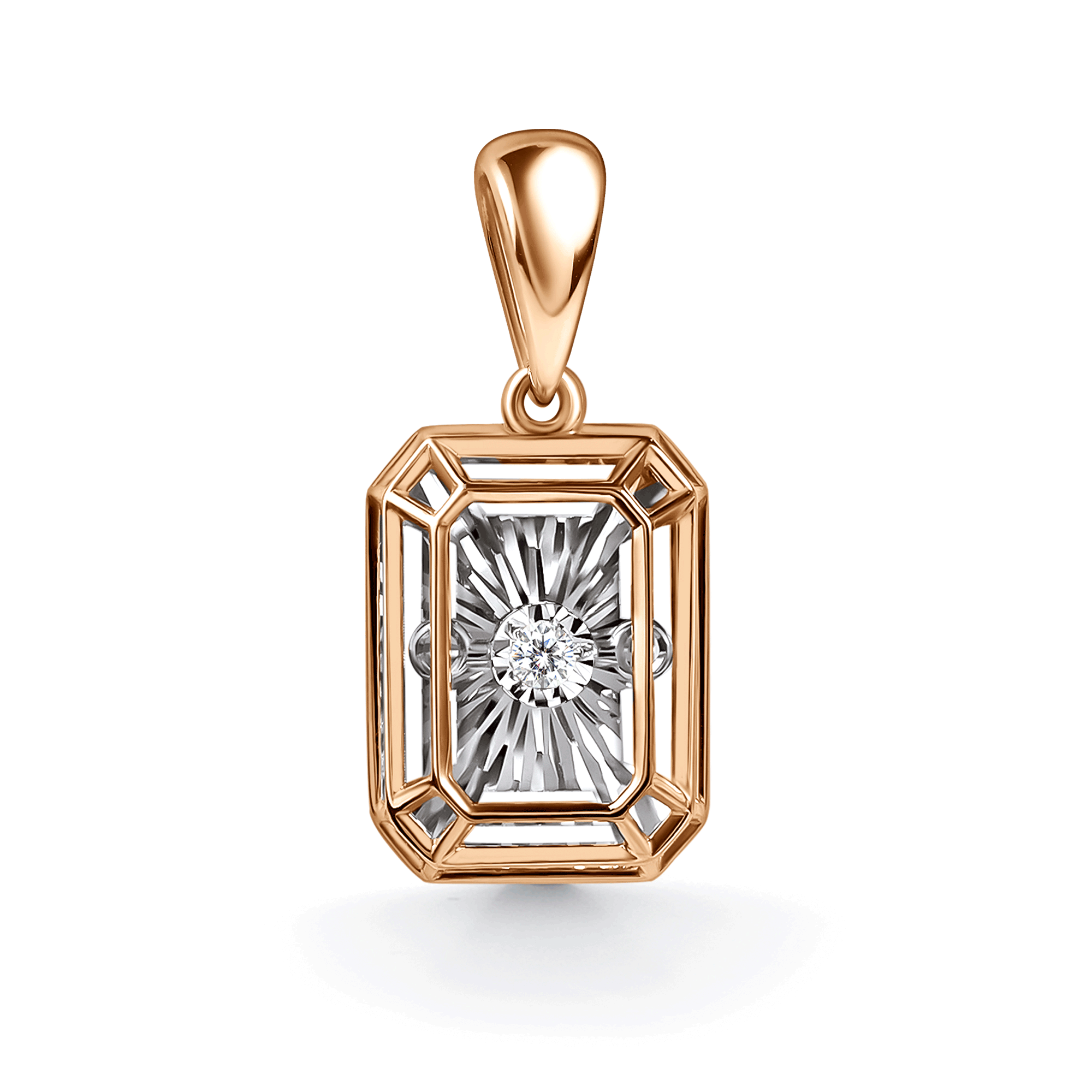 Подвеска Diamant online, красное золото, 585 проба, бриллиант