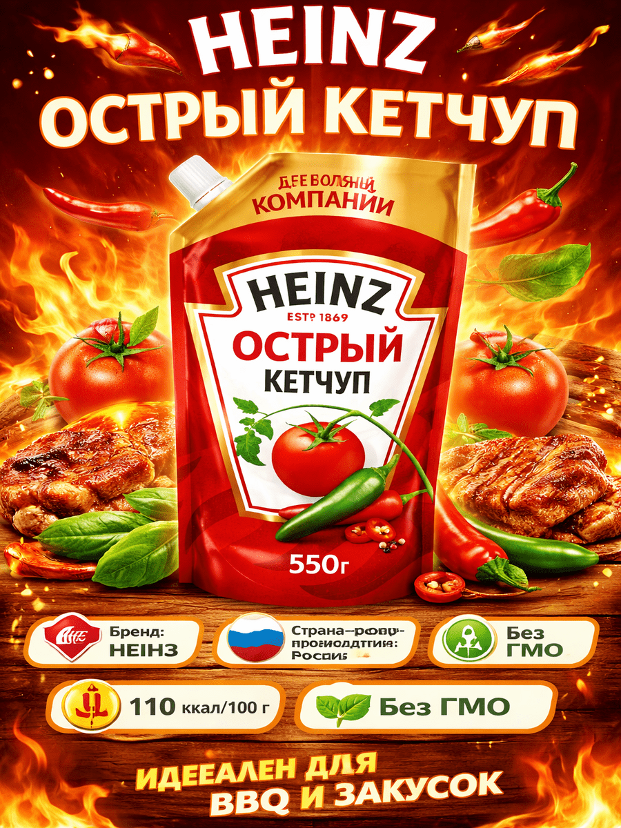 Кетчуп Heinz острый, 550г